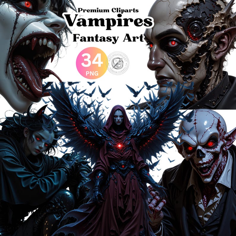 Monster Clipart Bundle, Zombies Demons Werewolves Vampires Dark Fae ...