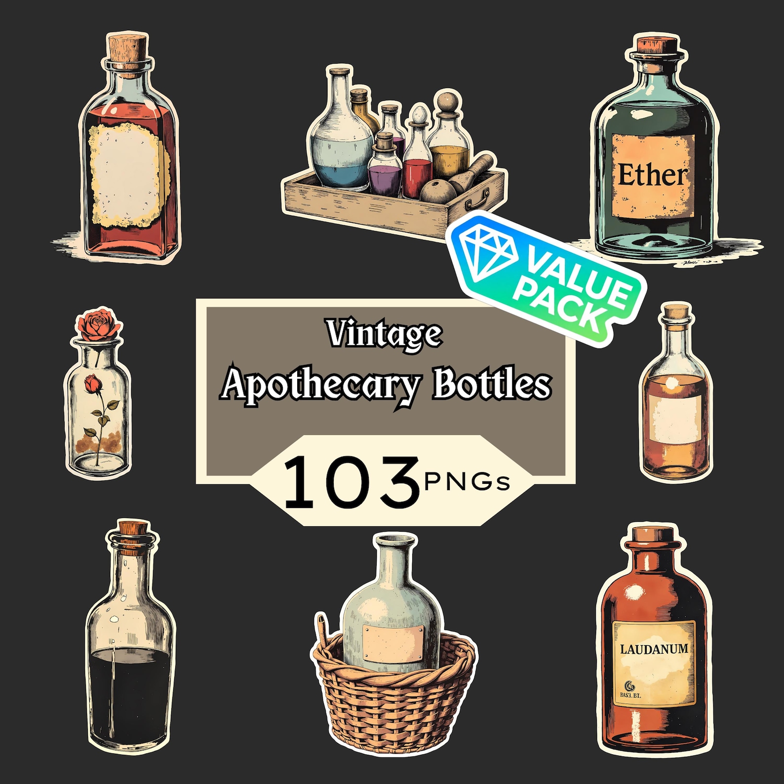 356 Vintage Science Clipart Mega Bundle: Dark Academia Ephemera (PNG ...