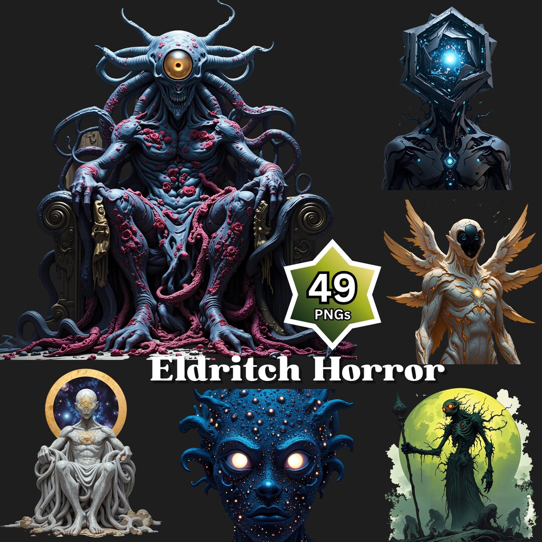 Eldritch Horror Clipart, Cosmic Monster PNG Bundle (49 Images) - Etsy ...