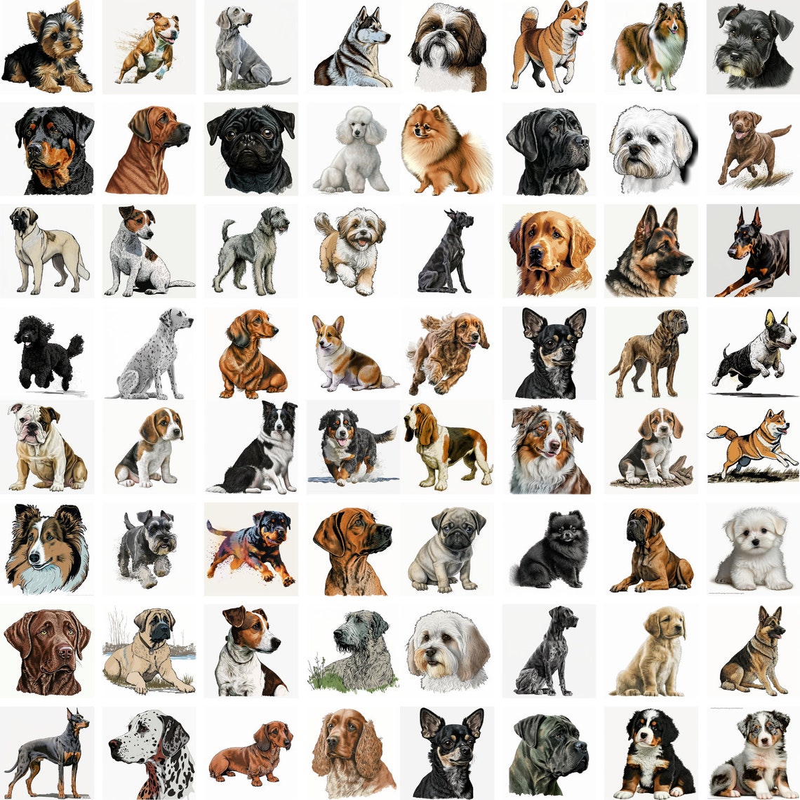 Dog Clipart Bundle, 1000+ Watercolor Dog Clipart Sublimation Designs ...