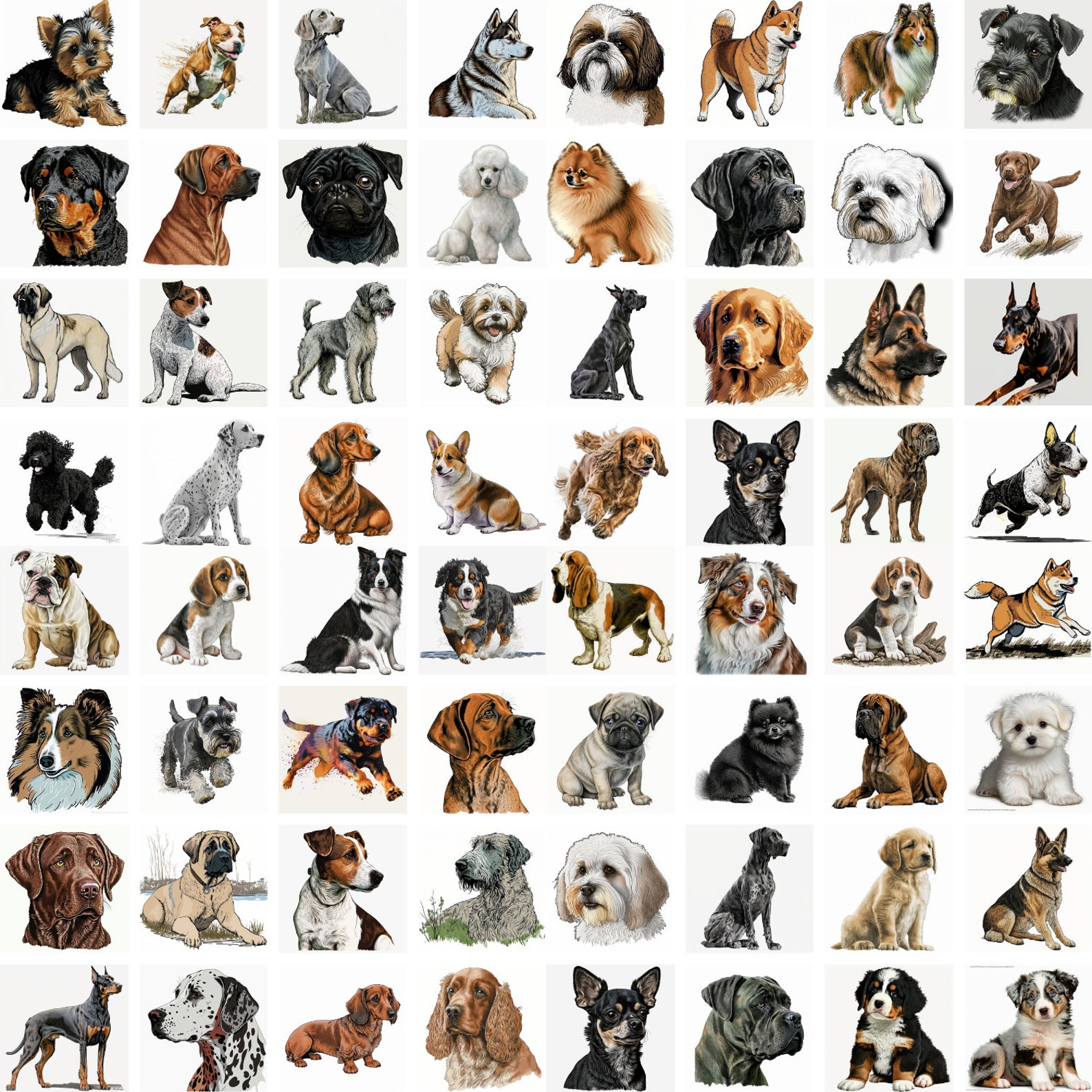 Dog Clipart Bundle, 1000+ Watercolor Dog Clipart Sublimation Designs ...