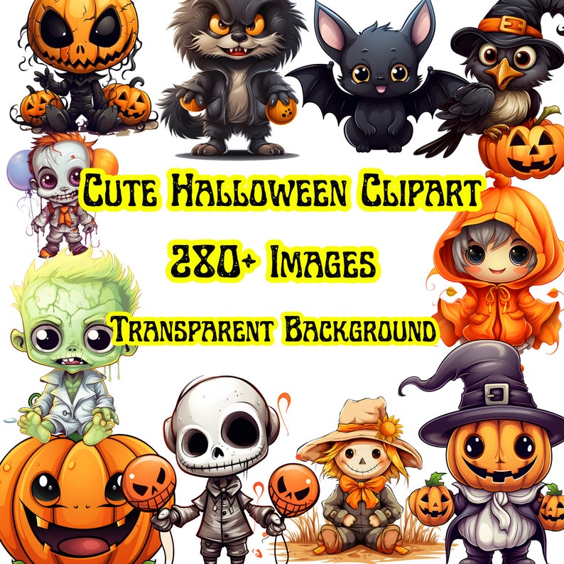 Cute Halloween Clipart PNG | 280 Images | Digital Halloween Art ...