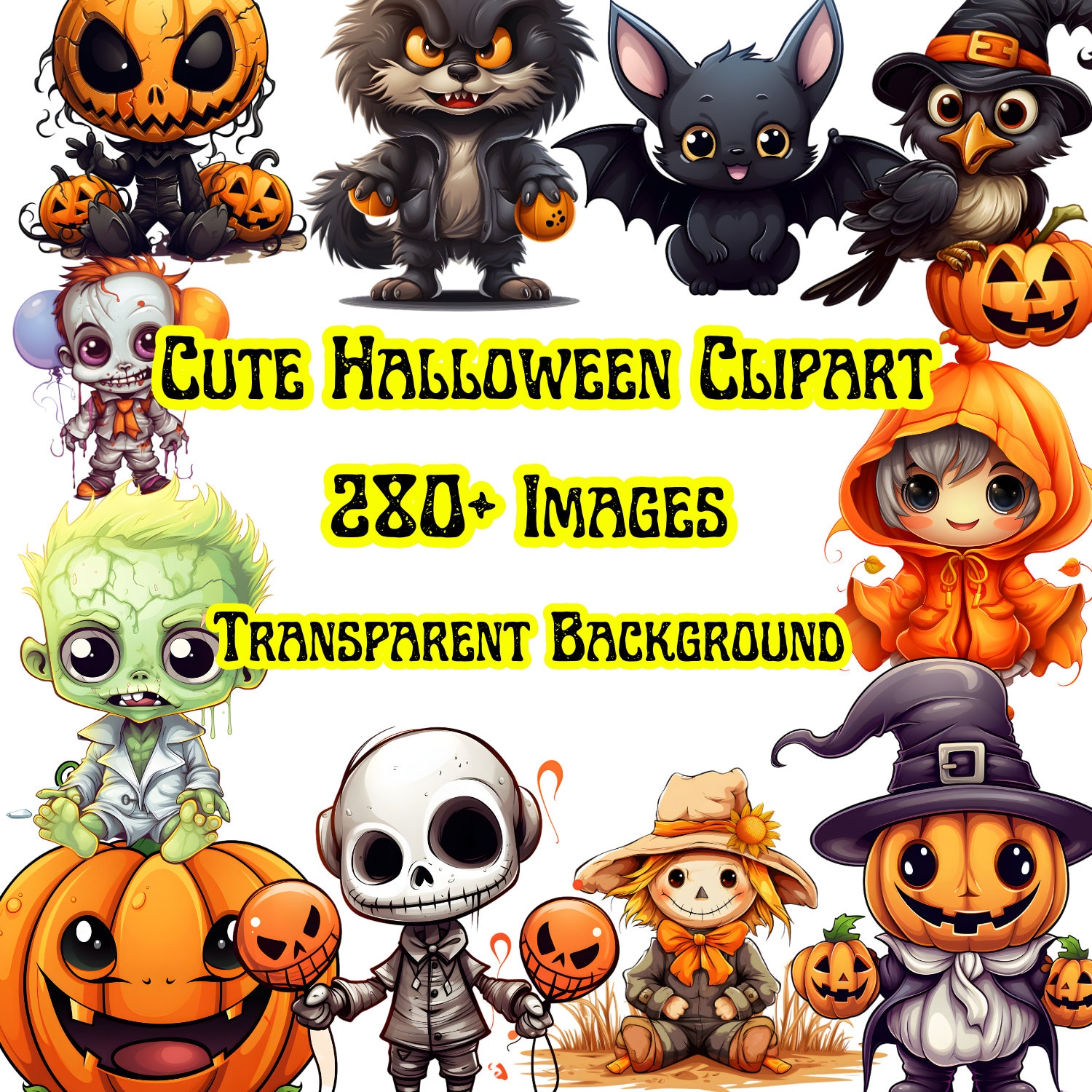 Cute Halloween Clipart PNG | 280 Images | Digital Halloween Art ...