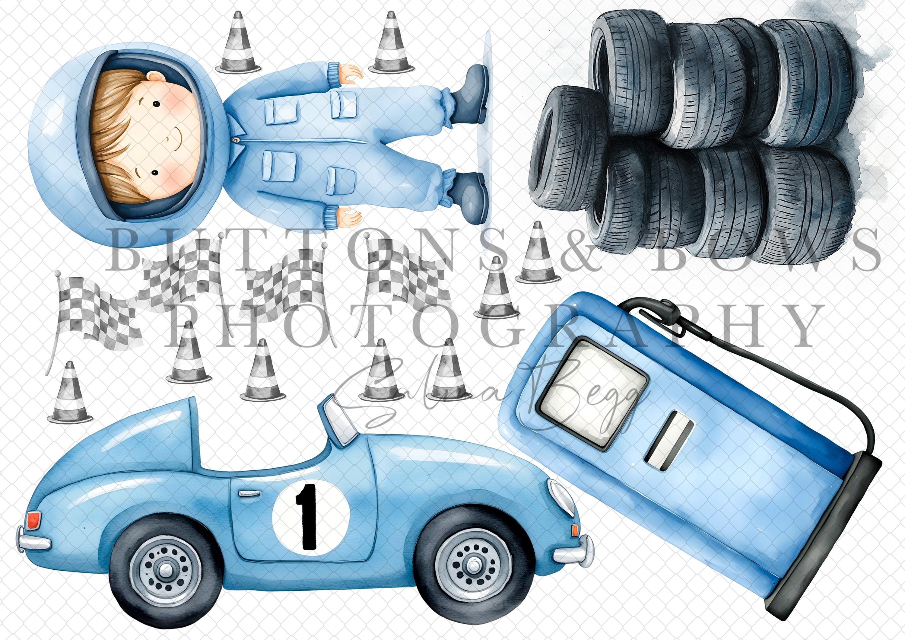 Baby Racer Prop Clip Art Digital | Racing Car Cake Smash | Blue Race ...
