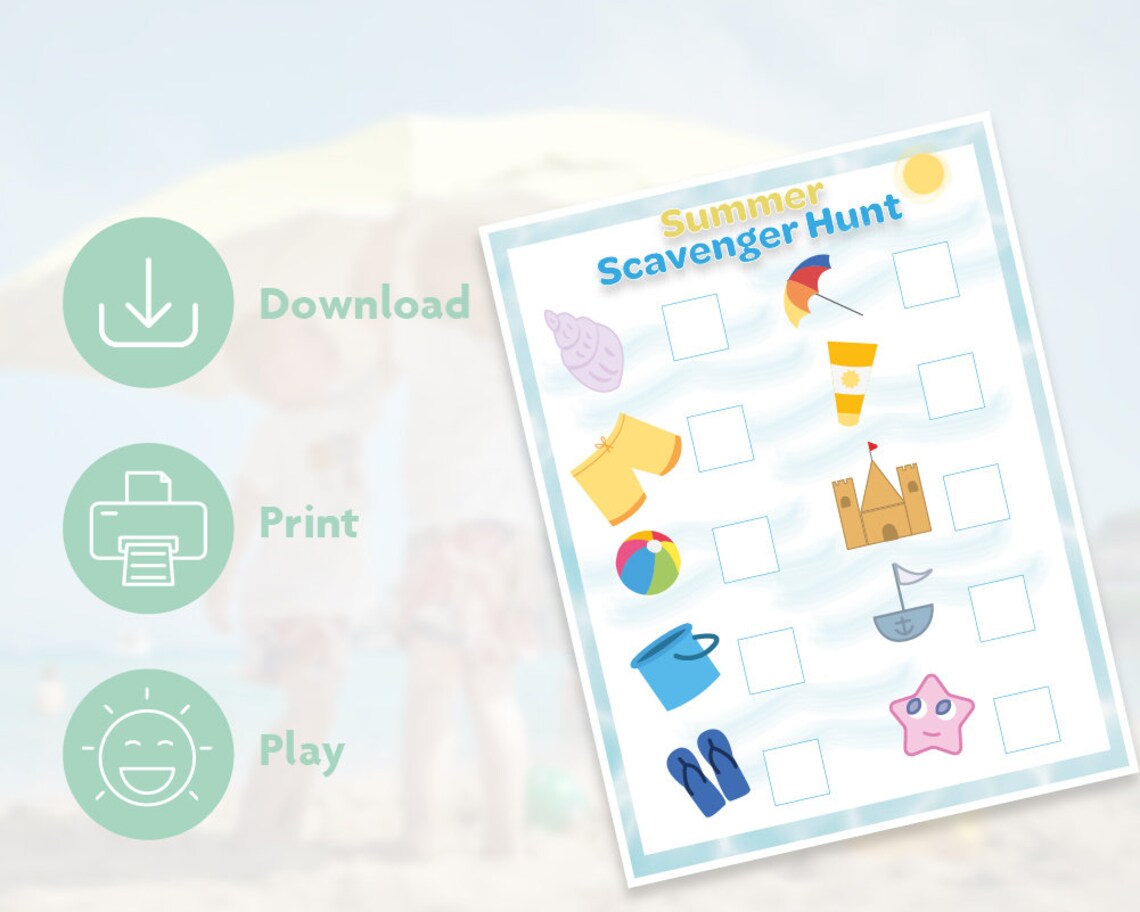 Scavenger Hunt for Kids, Summer Scavenger Hunt, Beach Scavenger Hunt ...
