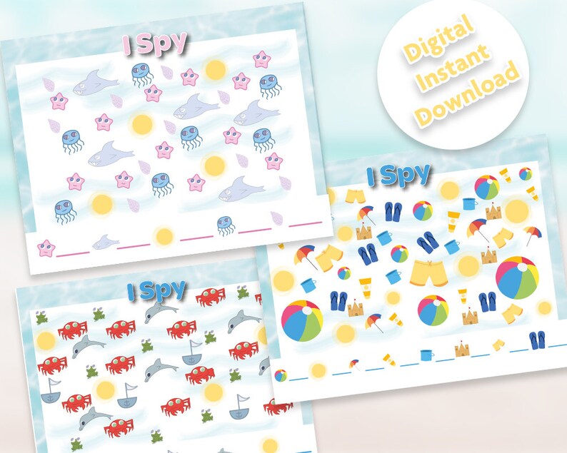 I Spy Summer, I Spy Activity for Kids, Vacation Game, Beach Game - Etsy