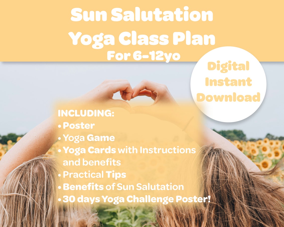 Sun Salutation Yoga Lesson Plan Kit, Kid Yoga Cards, Mindfulness, Kids ...