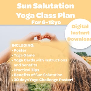 Sun Salutation Yoga Lesson Plan Kit, Kid Yoga Cards, Mindfulness, Kids ...