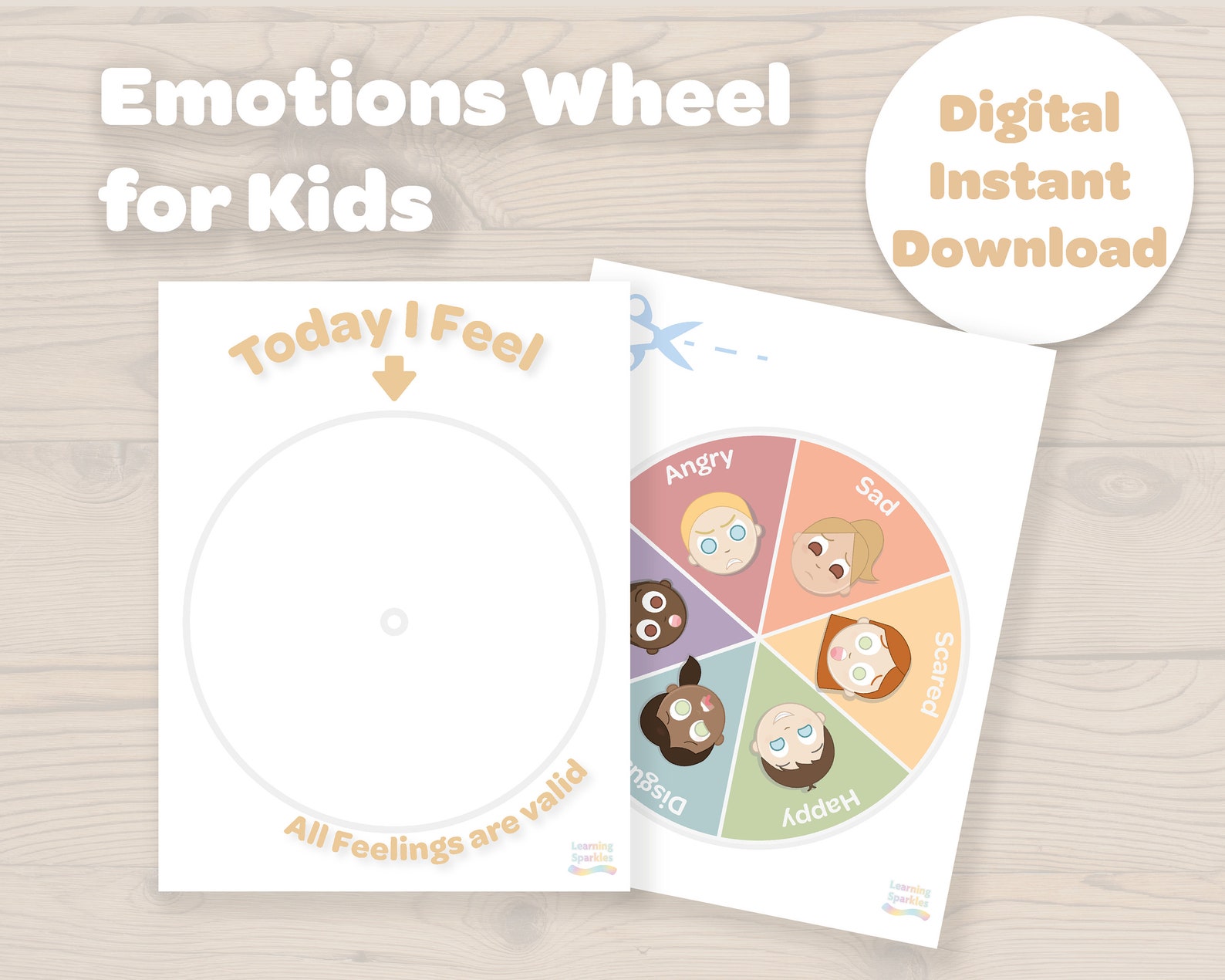 Feeling Wheel for Kids, Emotion Wheel Printable, - Etsy