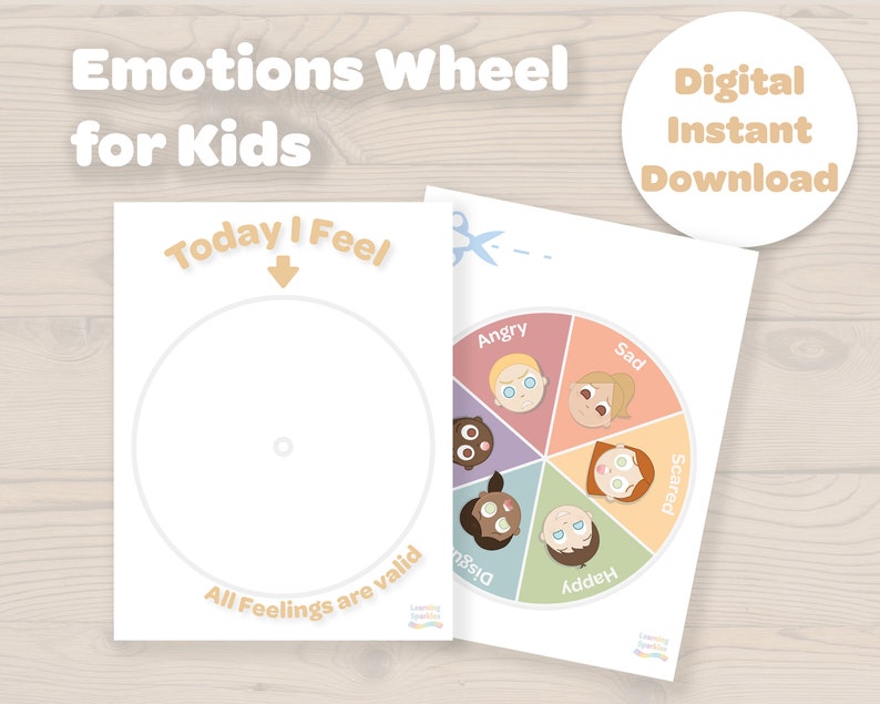 Feeling Wheel for Kids, Emotion Wheel Printable, - Etsy