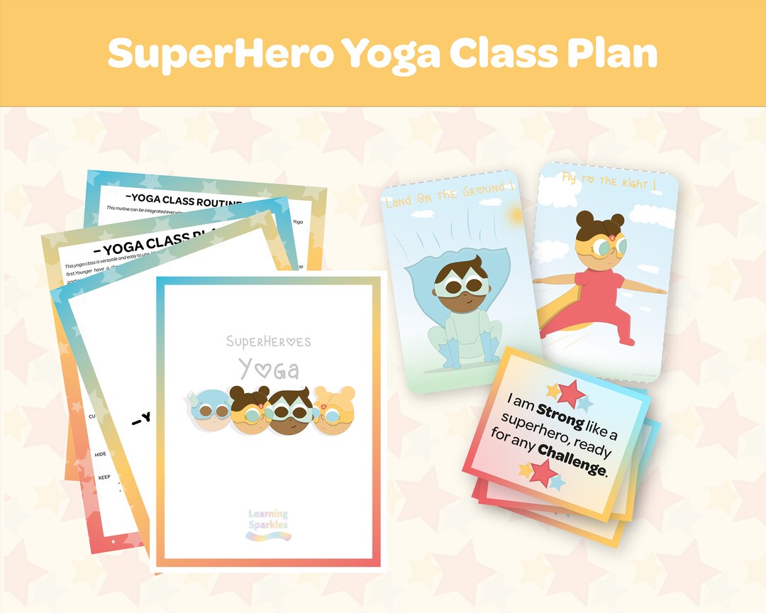 Superhero Yoga Lesson Plan Kit, Kid Yoga Cards, Mindfulness, Kids Yoga ...