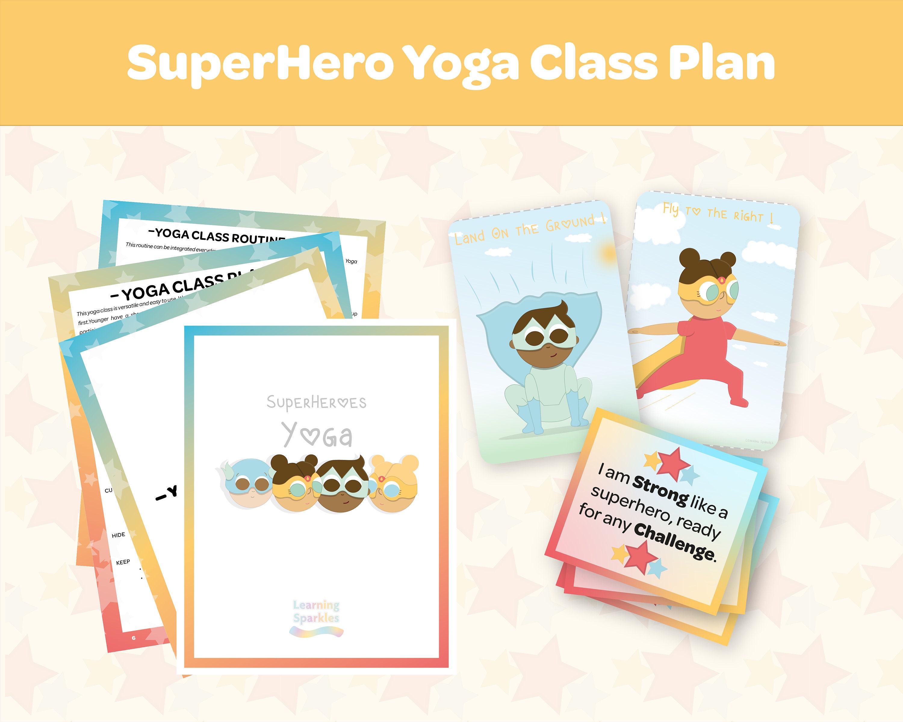 Superhero Yoga Lesson Plan Kit, Kid Yoga Cards, Mindfulness, Kids Yoga ...