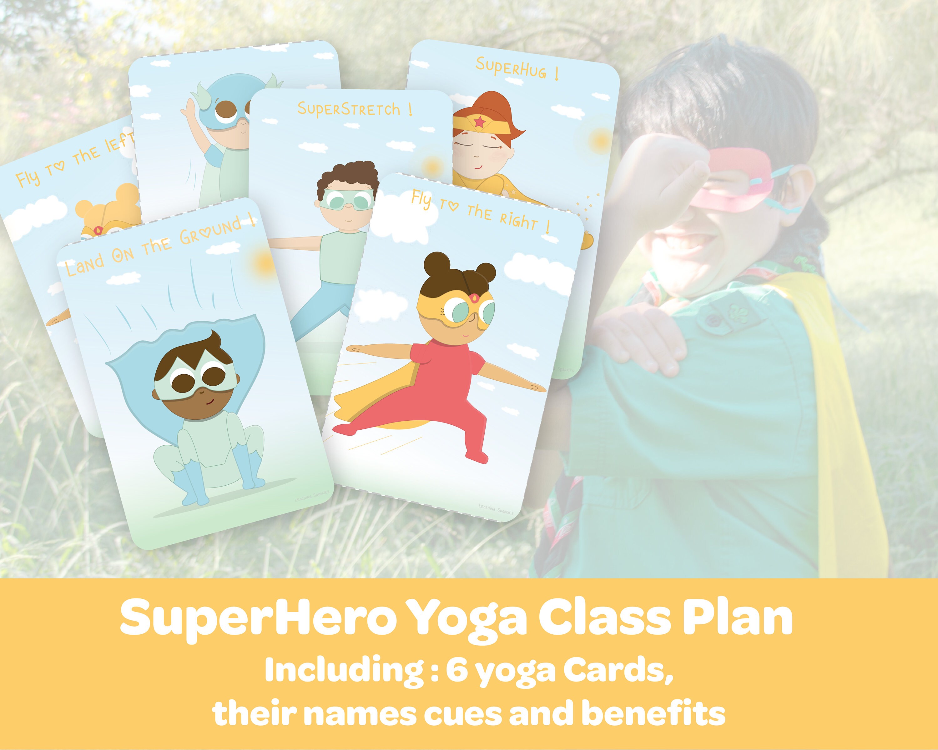 Superhero Yoga Lesson Plan Kit, Kid Yoga Cards, Mindfulness, Kids Yoga ...