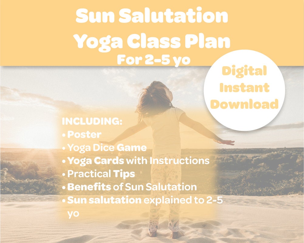 Sun Salutation Yoga Lesson Plan Kit, Kid Yoga Cards, Mindfulness, Kids ...