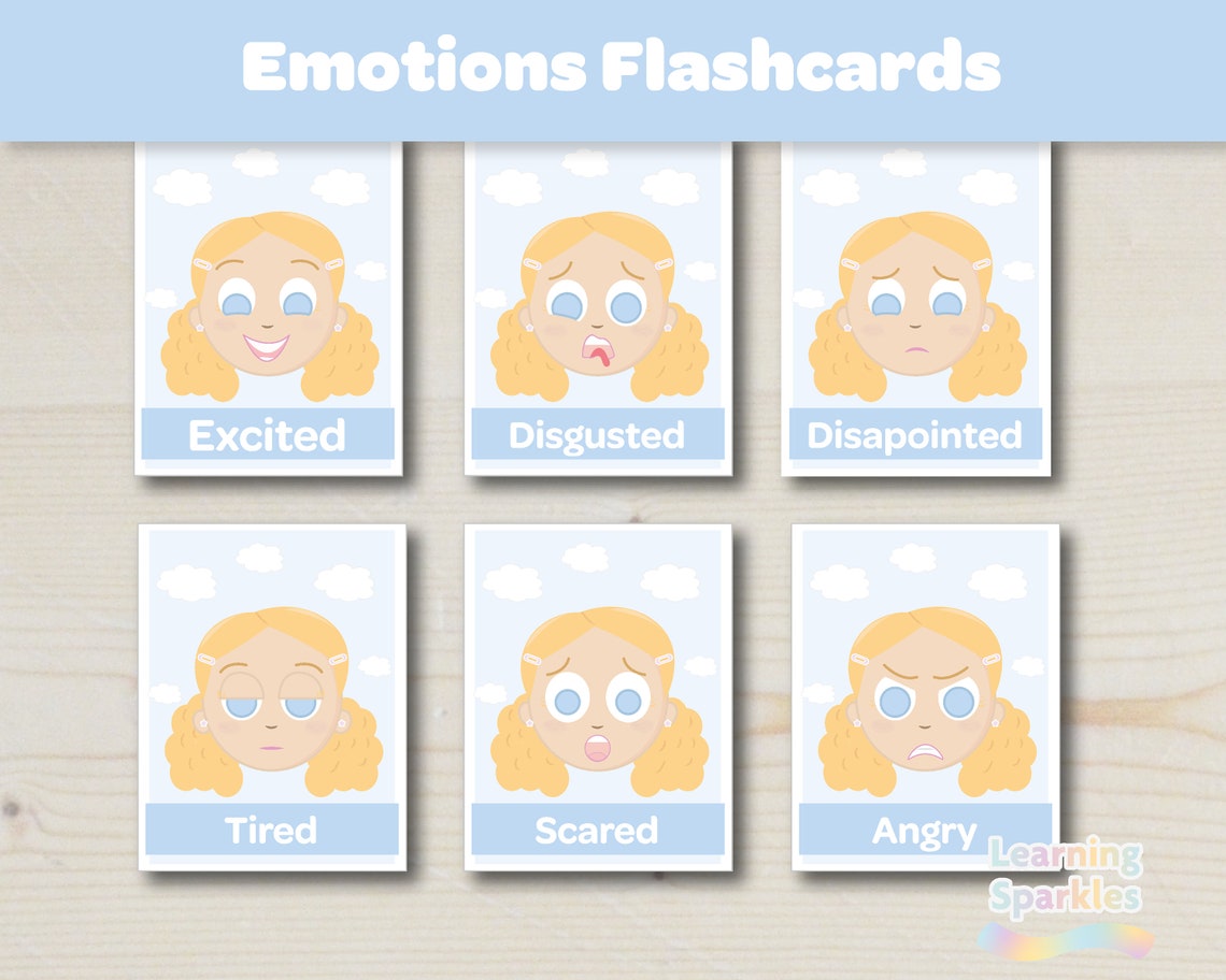 Emotion Flashcards, Toddler Girls Feelings, Montessori Printable ...