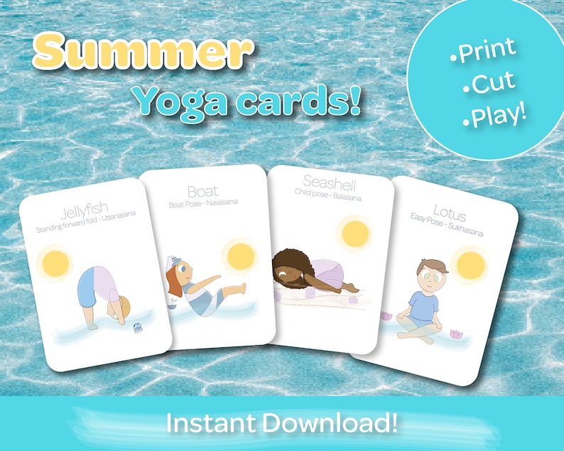 Kids Yoga Poses, Summer Activity for Kids, Yoga Cards for Kids - Etsy