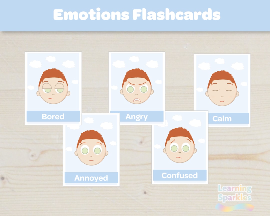 Emotion Flashcards, Toddler Boys Feelings, Montessori Printable ...
