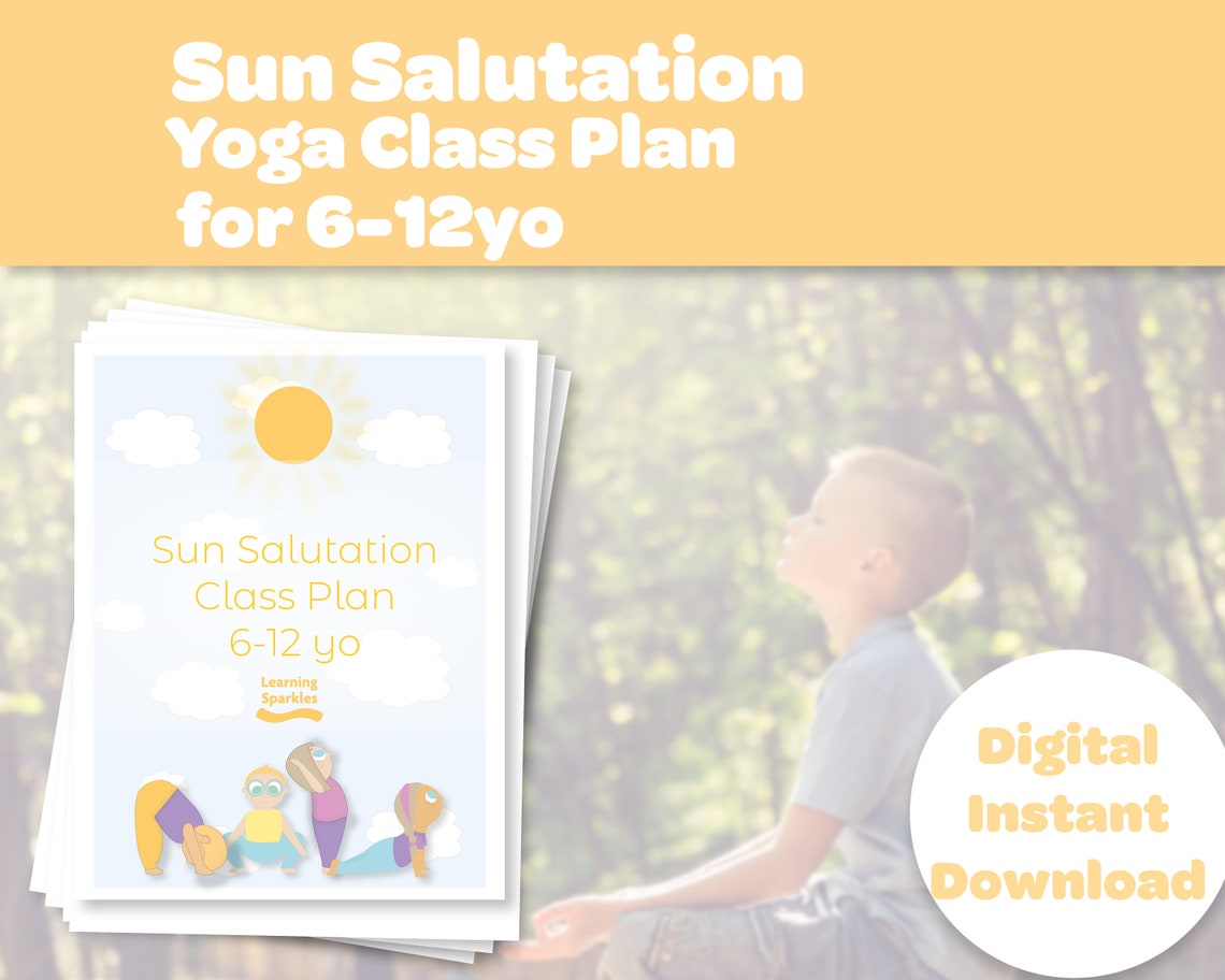 Sun Salutation Yoga Lesson Plan Kit, Kid Yoga Cards, Mindfulness, Kids ...