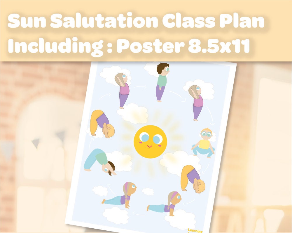 Sun Salutation Yoga Lesson Plan Kit, Kid Yoga Cards, Mindfulness, Kids ...