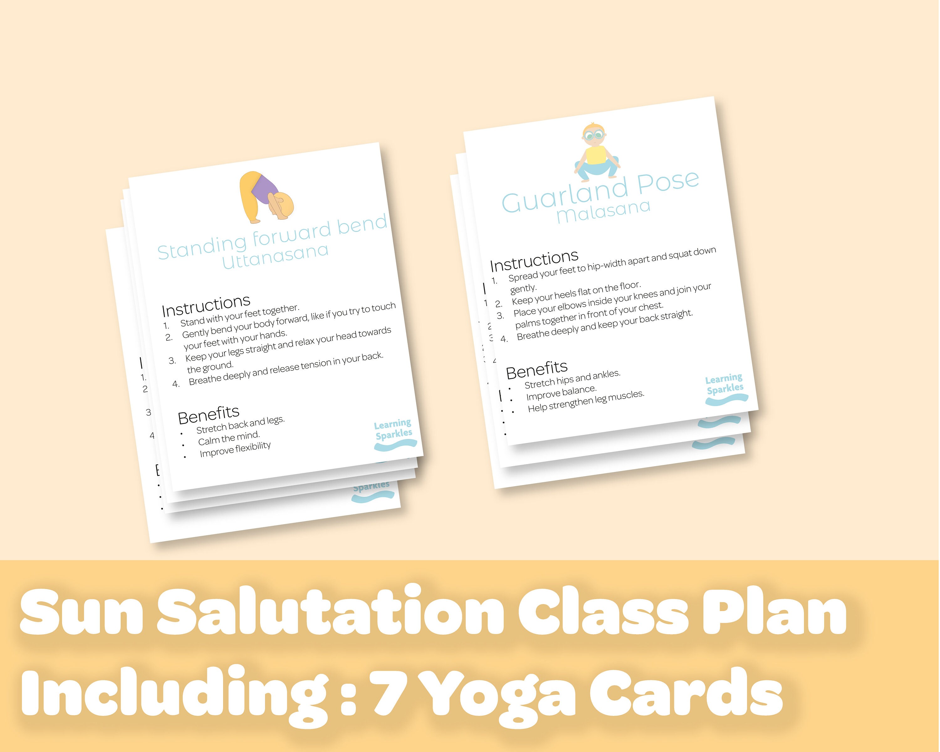 Sun Salutation Yoga Lesson Plan Kit, Kid Yoga Cards, Mindfulness, Kids ...