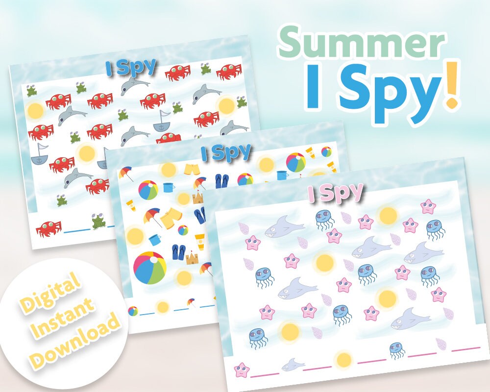 I Spy Summer, I Spy Activity for Kids, Vacation Game, Beach Game - Etsy