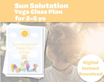 Sun Salutation Yoga Lesson Plan Kit, Kid Yoga Cards, Mindfulness, Kids ...