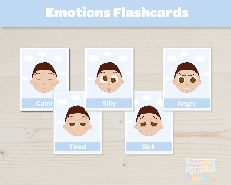 Emotion Flashcards, Toddler Boys Feelings, Montessori Printable ...