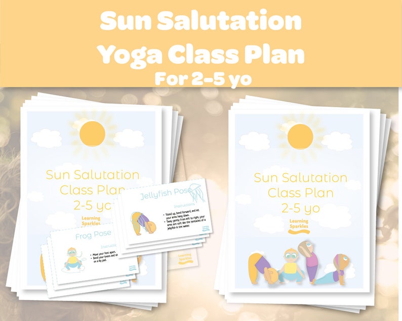 Sun Salutation Yoga Lesson Plan Kit, Kid Yoga Cards, Mindfulness, Kids ...