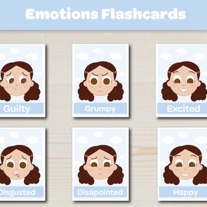 Emotion Flashcards, Toddler Girls Feelings, Montessori Printable ...