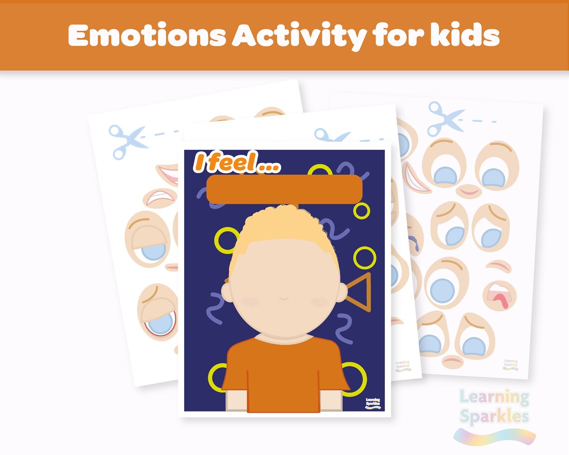 Emotions Printable Activity Boy Version, Feelings Chart Printable ...