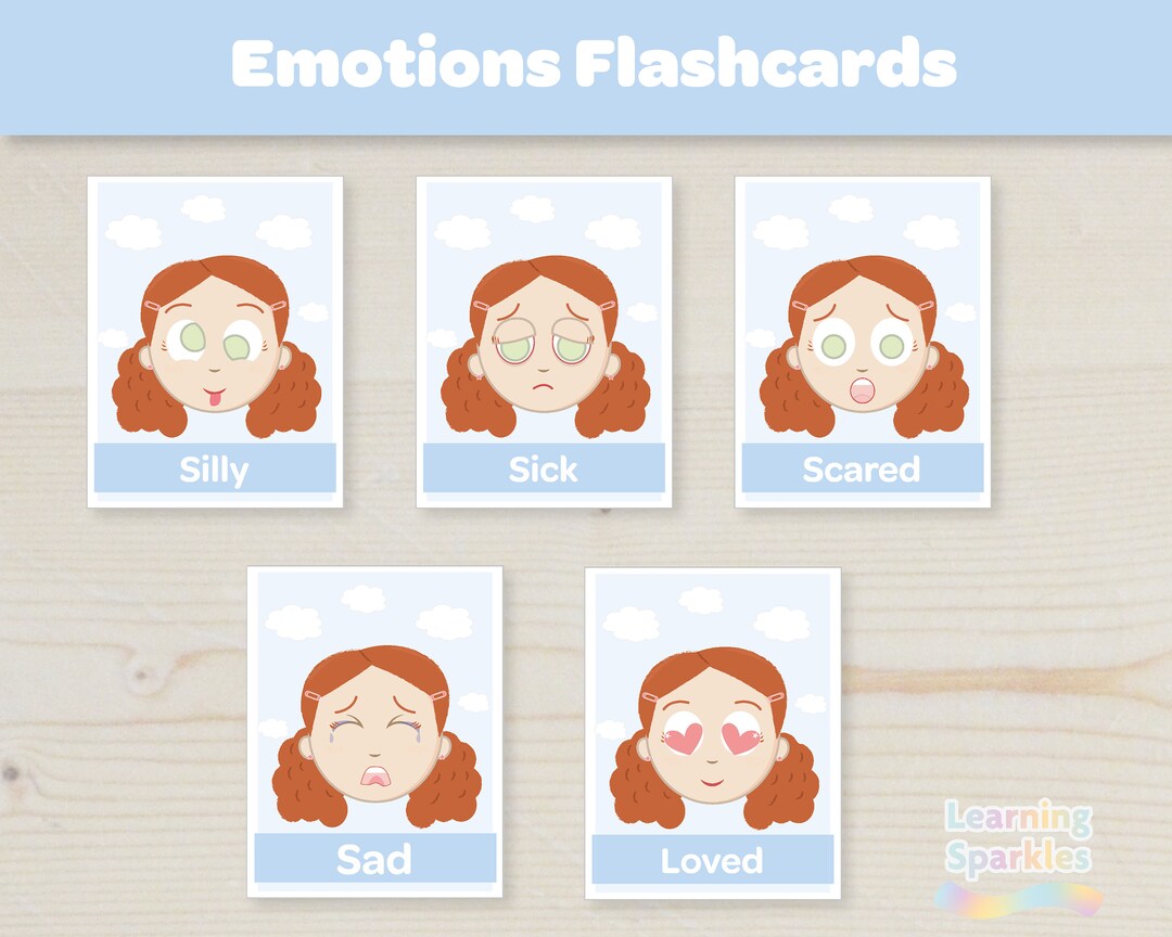 Emotion Flashcards, Toddler Girls Feelings, Montessori Printable ...