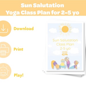Sun Salutation Yoga Lesson Plan Kit, Kid Yoga Cards, Mindfulness, Kids ...