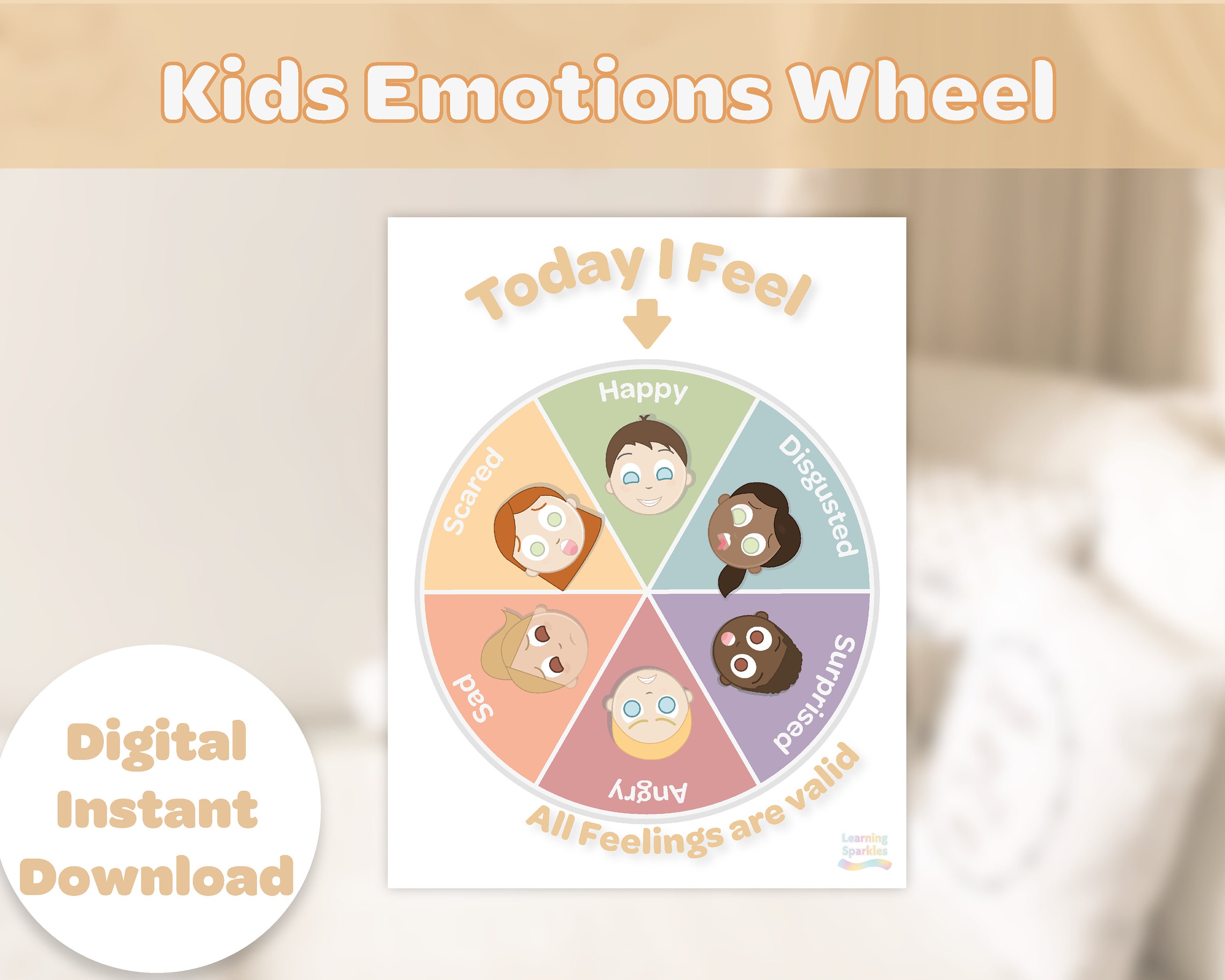 Feeling Wheel for Kids, Emotion Wheel Printable, - Etsy