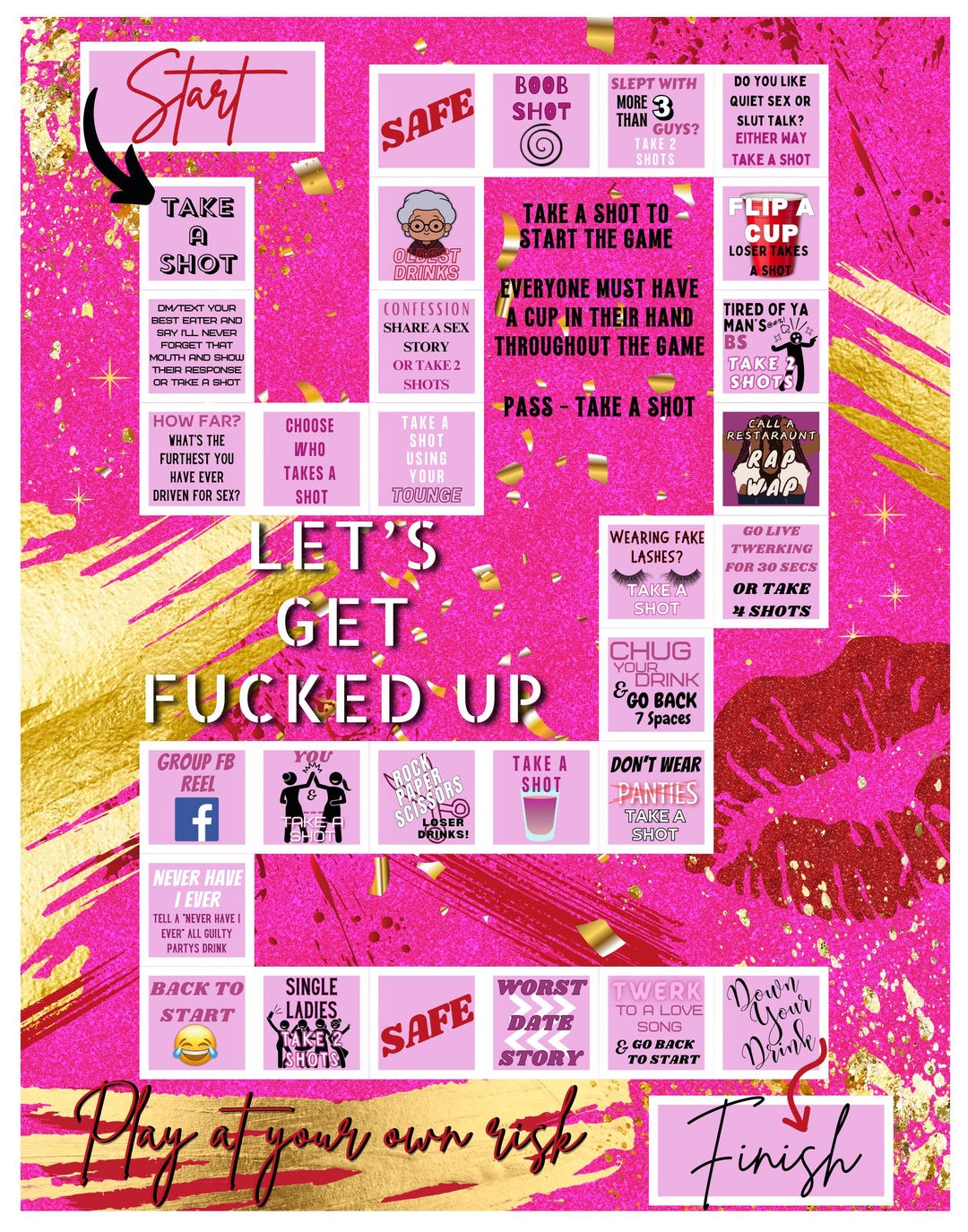 Girl's Night Drinking Board Game, Drunk Game Board, Girls Night In ...