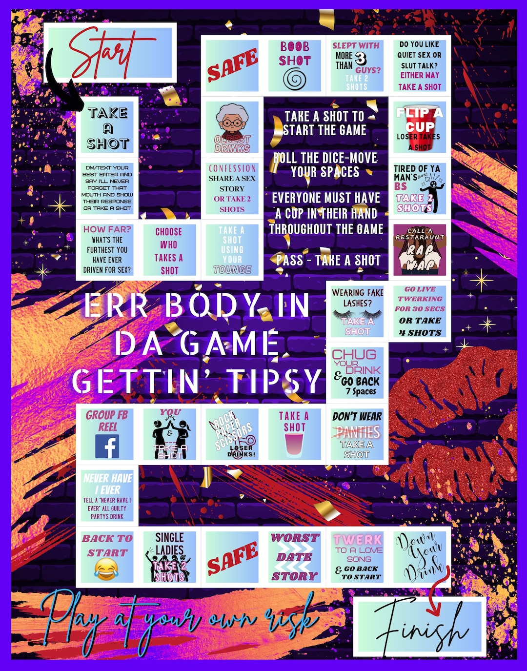 Girl's Night Drinking Board Game, Drunk Game Board, Girls Night In ...