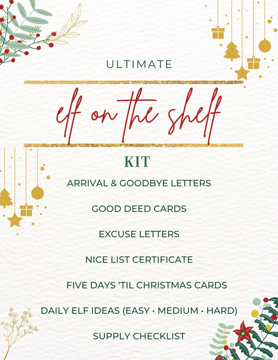 Christmas Elf on the Shelf Printable Pack – Editable Letters, Checklist ...