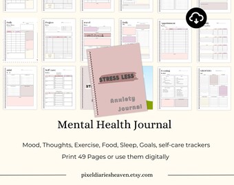 Anxiety Mental Health Journal Printable Therapy Worksheet - Etsy