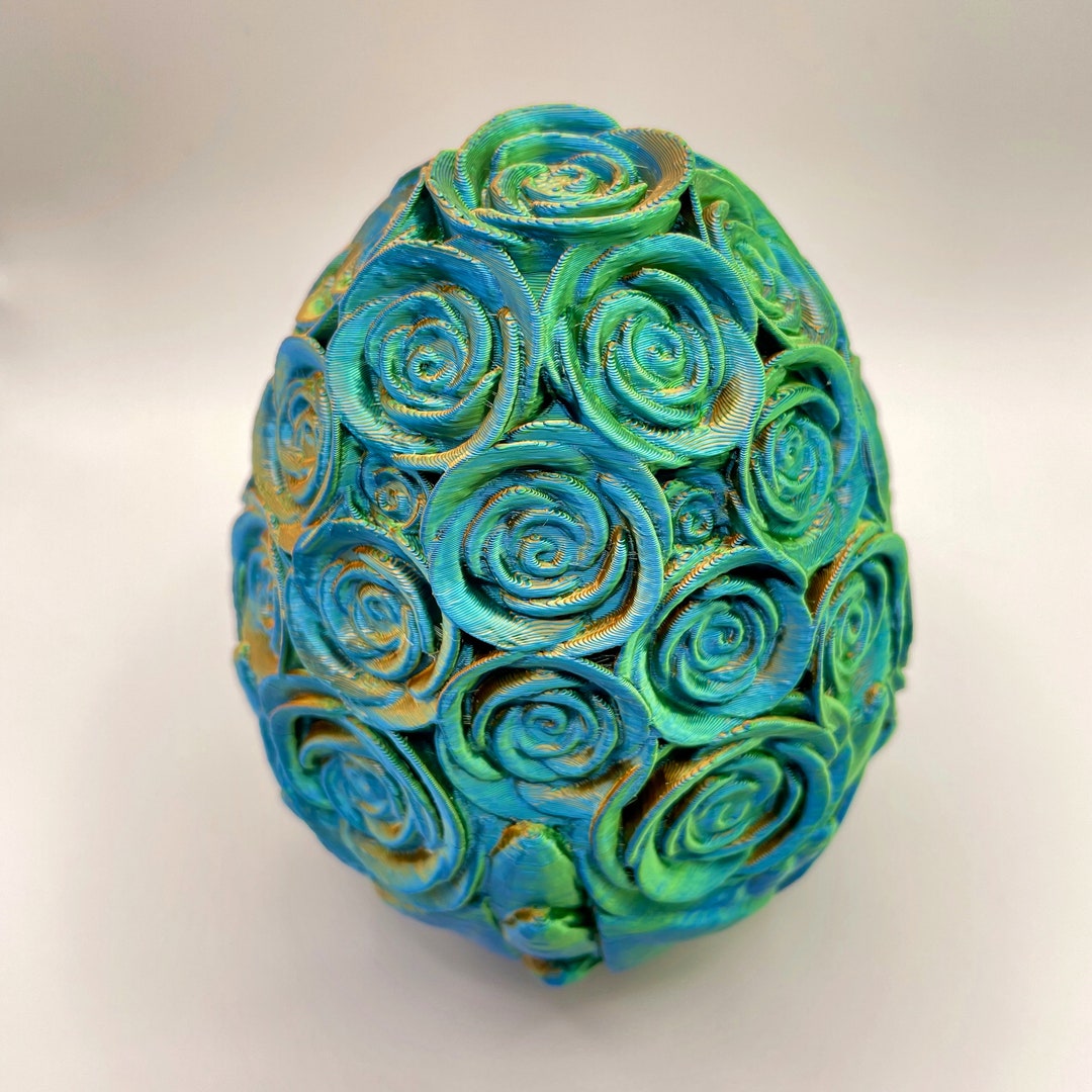 3D Printed Rose Egg: Unique Floral Decor - Etsy