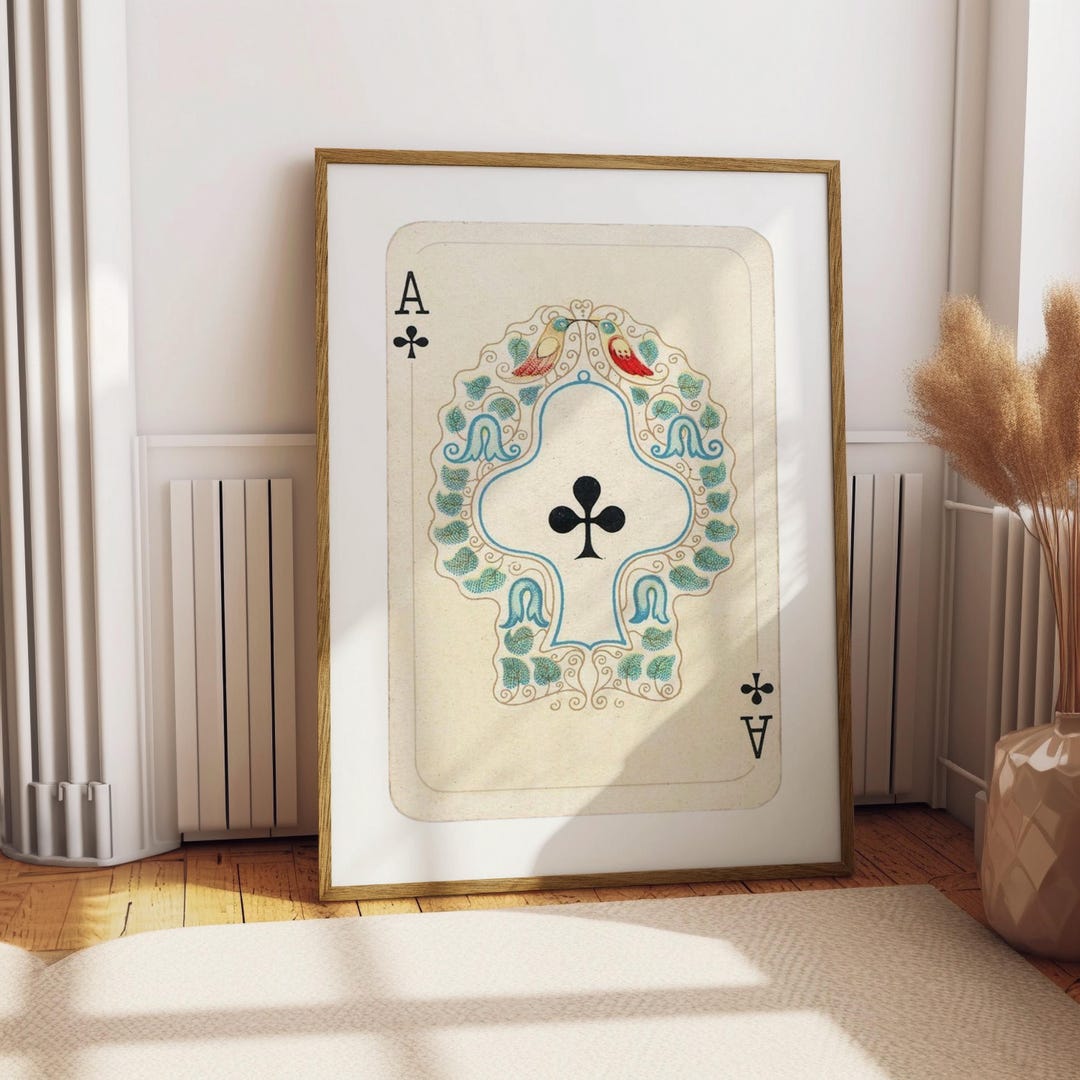 Vintage Ace of Clubs Playing Card Print, Retro Card Game Art Print ...