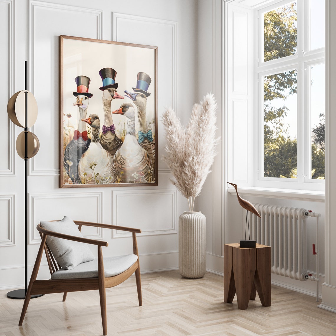 Silly Goose Vintage Unframed Poster, Whimsical Geese Wearing Hats, Fun ...