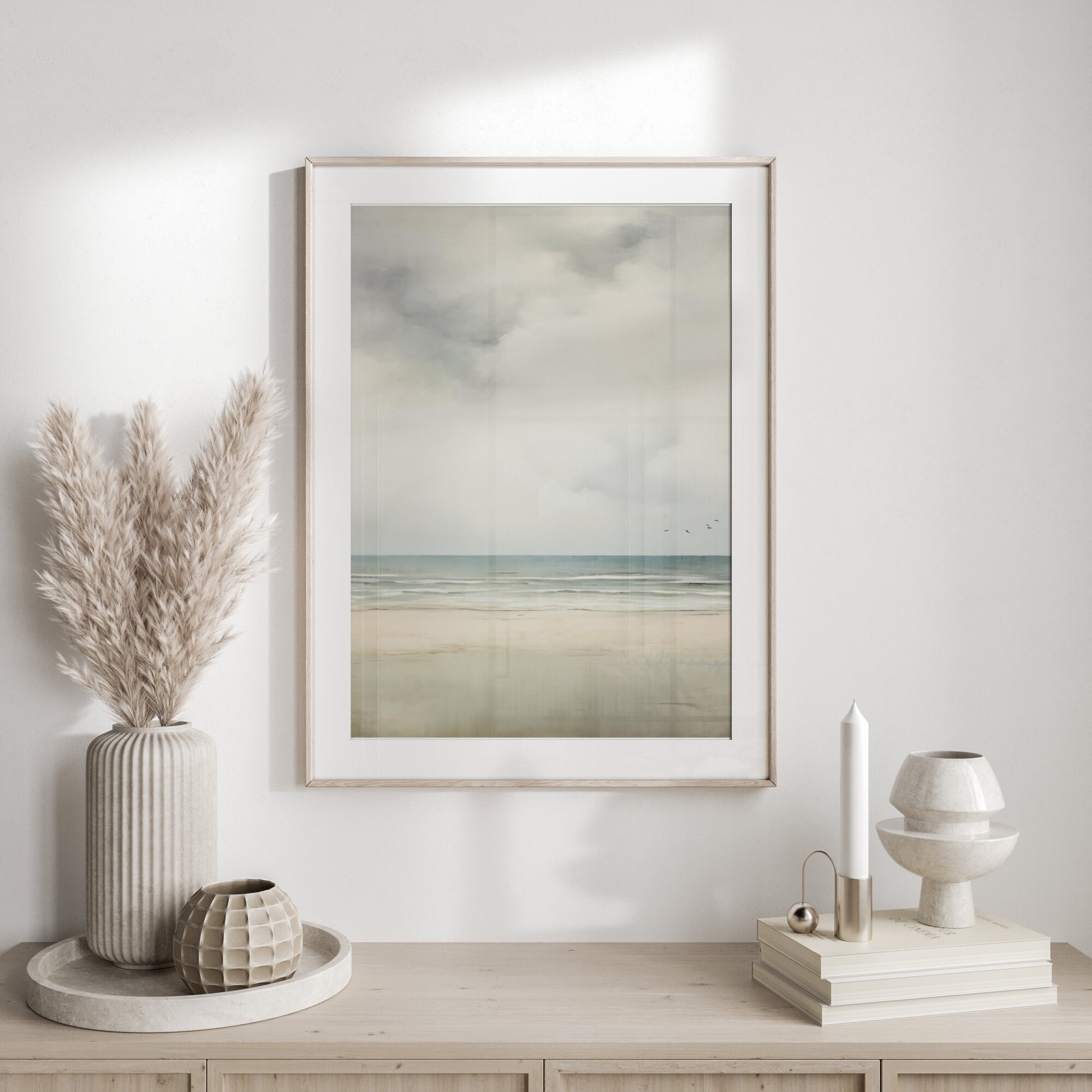 Coastal Beach Scene Wall Art, Modern Ocean Landscape Poster, Unframed ...