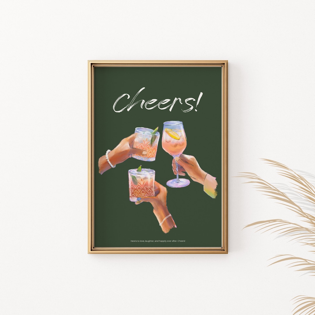 Cheers Wall Art Print, Unframed Poster, Holiday Party Decor, Christmas ...