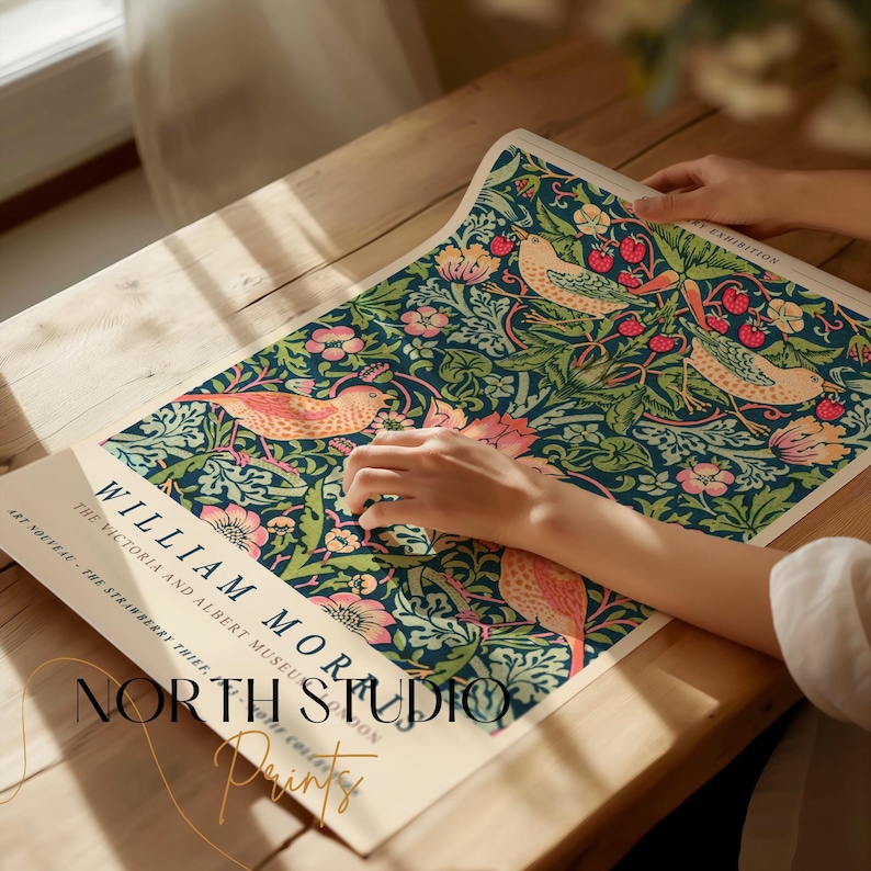 William Morris Art Nouveau Poster the Strawberry Thief Print Victoria ...