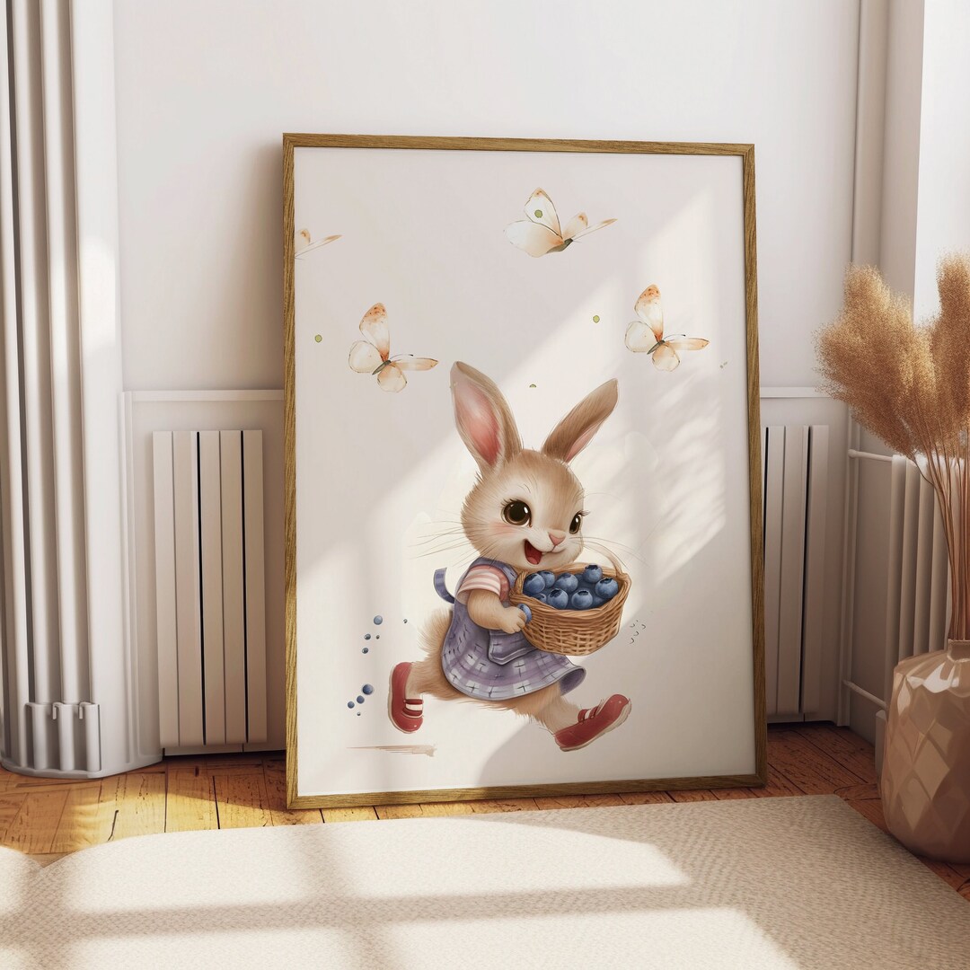 Cute Bunny Wall Decor, Nursery Room Poster, Kids Room Art, Adorable ...