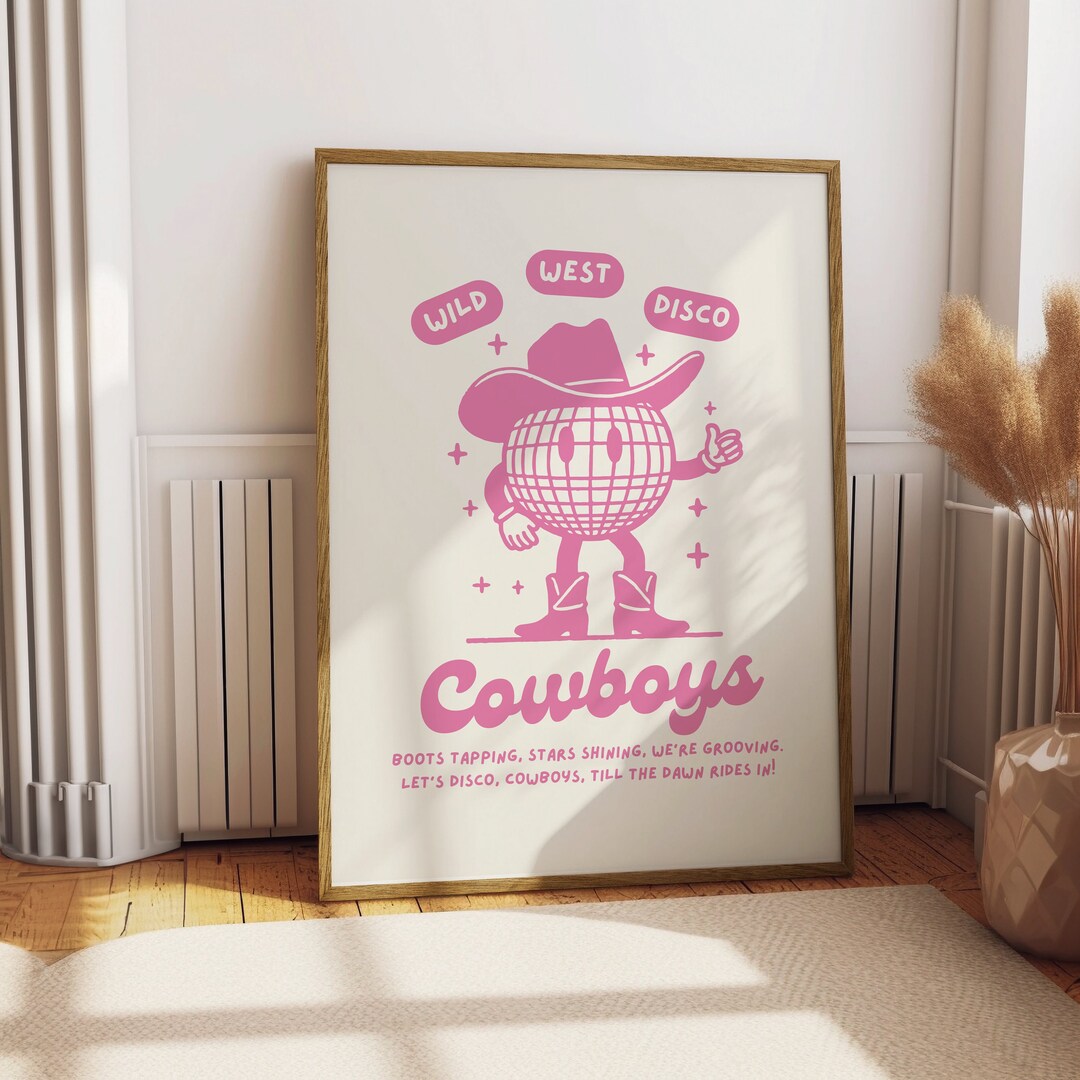 Wild West Disco Cowboys Unframed Poster Retro Fun Art Print for Home ...