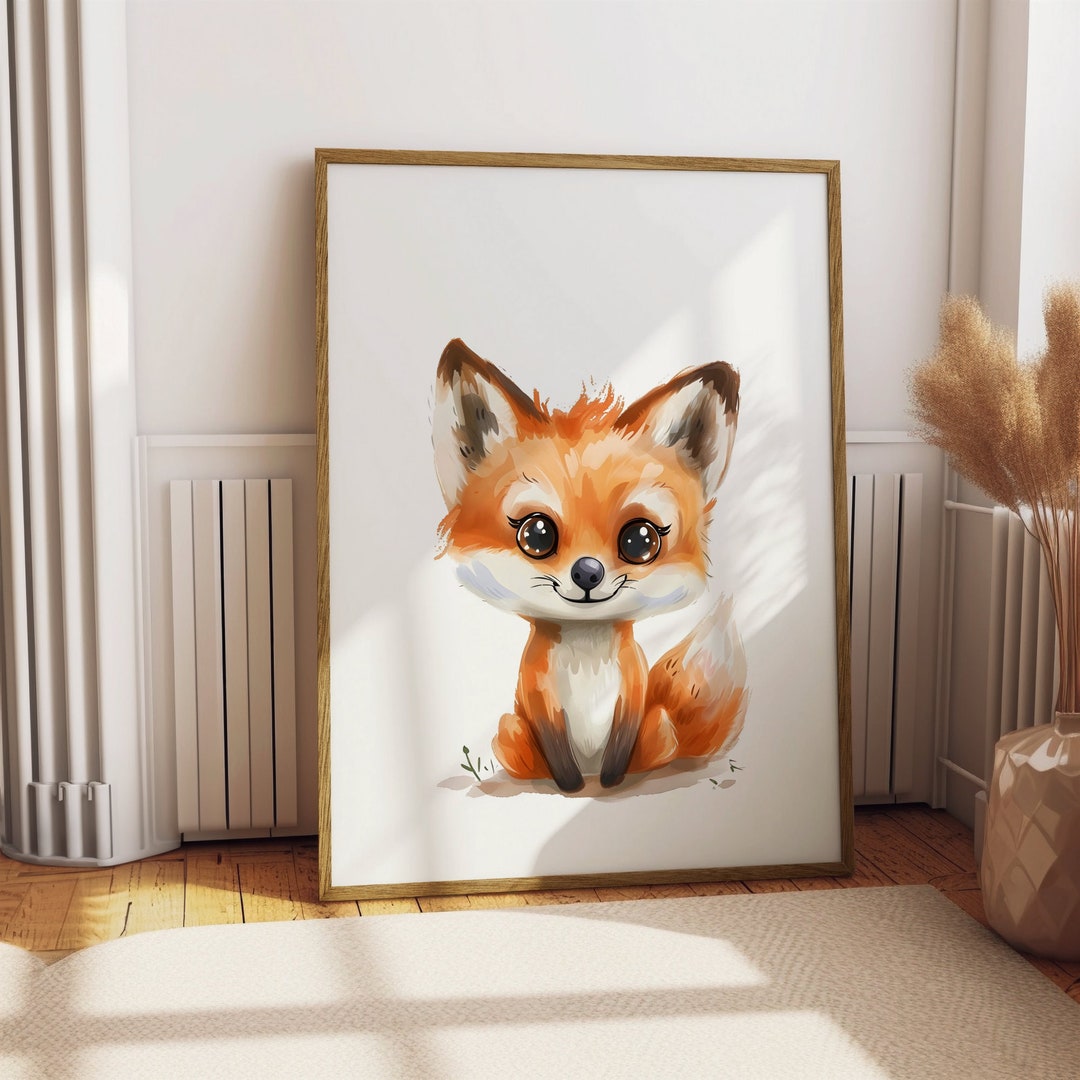 Cute Fox Illustration, Woodland Animal Art, Nursery Room Decor, Kids ...