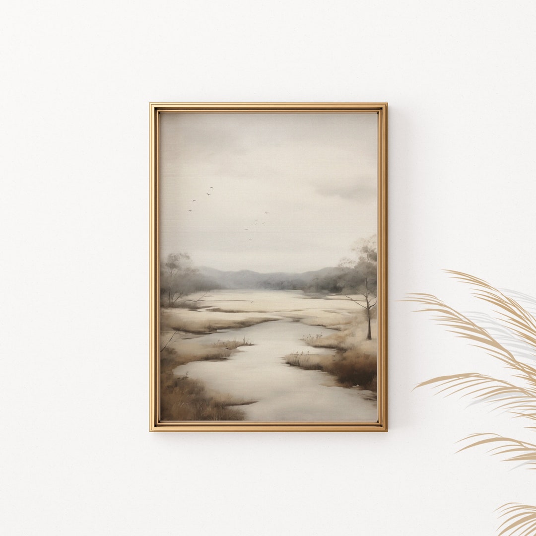 Tranquil Nature Landscape Wall Art Print, Calming River View Poster ...