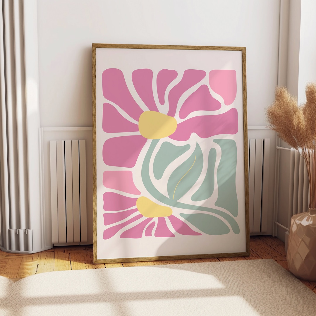 Abstract Floral Wall Art, Pink Flower Art Print, Modern Botanical ...
