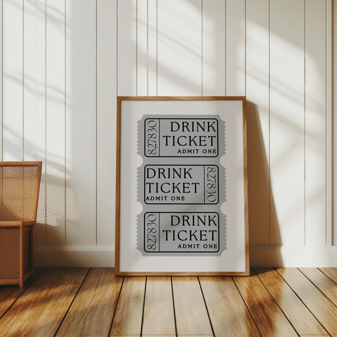 Vintage Drink Ticket Poster, Retro Ticket Print, Wall Art for Bar Decor ...