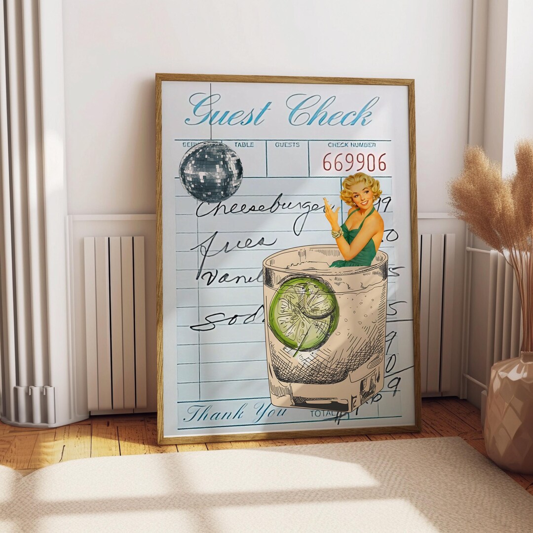 Retro Diner Art Print, Vintage Cocktail Art, Mid-century Modern Wall ...